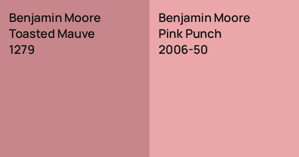 Benjamin Moore Toasted Mauve vs. Benjamin Moore Pink Punch comparison