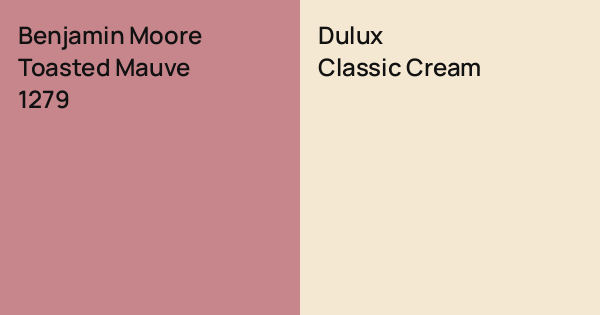 Benjamin Moore Toasted Mauve vs. Dulux Classic Cream comparison