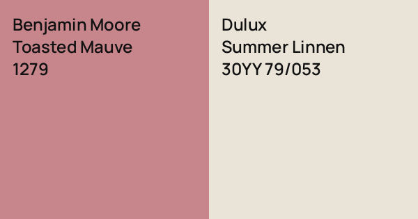 Benjamin Moore Toasted Mauve vs. Dulux Summer Linnen comparison