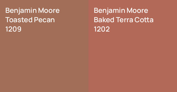 Benjamin Moore Toasted Pecan vs. Benjamin Moore Baked Terra Cotta ...
