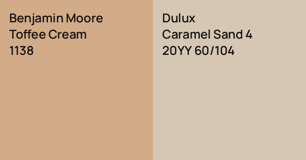 Benjamin Moore Toffee Cream vs. Dulux Caramel Sand 4 comparison