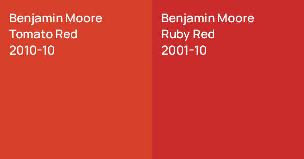 Benjamin Moore Tomato Red vs. Benjamin Moore Ruby Red comparison