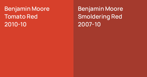 Benjamin Moore Tomato Red vs. Benjamin Moore Smoldering Red comparison