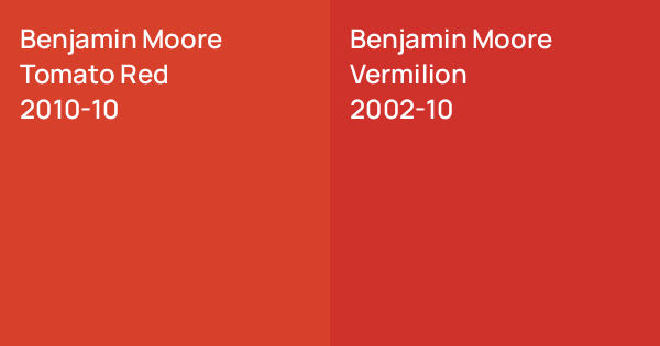Benjamin Moore Tomato Red vs. Benjamin Moore Vermilion comparison