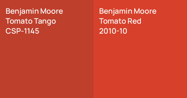 Benjamin Moore Tomato Tango vs. Benjamin Moore Tomato Red comparison