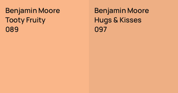Benjamin Moore Tooty Fruity vs. Benjamin Moore Hugs & Kisses comparison