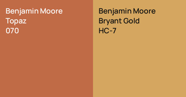 Benjamin Moore Topaz vs. Benjamin Moore Bryant Gold comparison
