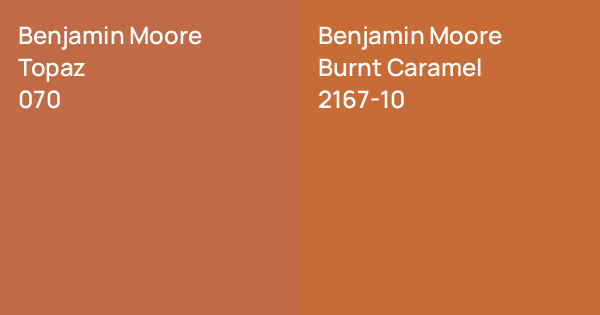 Benjamin Moore Topaz vs. Benjamin Moore Burnt Caramel comparison