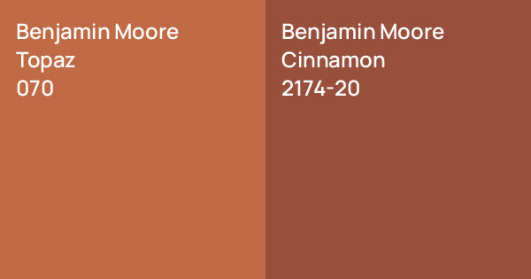 Benjamin Moore Topaz vs. Benjamin Moore Cinnamon comparison