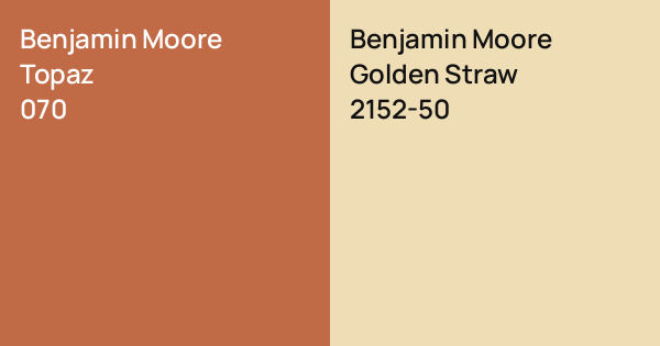 Benjamin Moore Topaz vs. Benjamin Moore Golden Straw comparison
