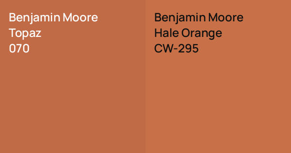 Benjamin Moore Topaz vs. Benjamin Moore Hale Orange comparison