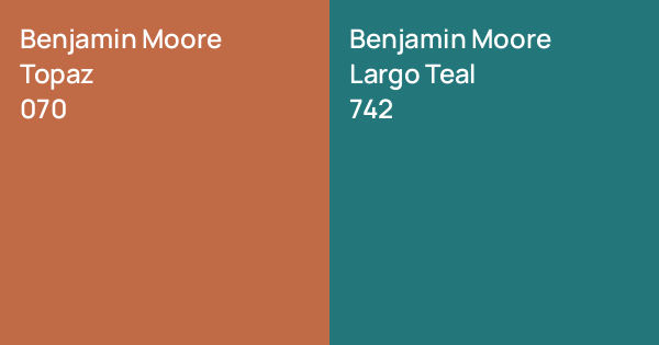 Benjamin Moore Topaz vs. Benjamin Moore Largo Teal comparison