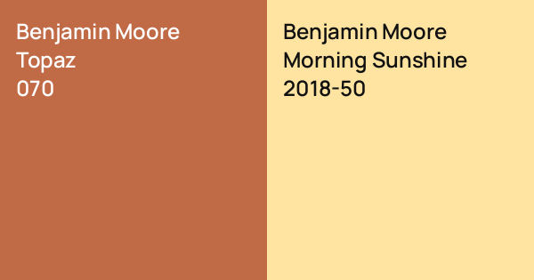 Benjamin Moore Topaz vs. Benjamin Moore Morning Sunshine comparison