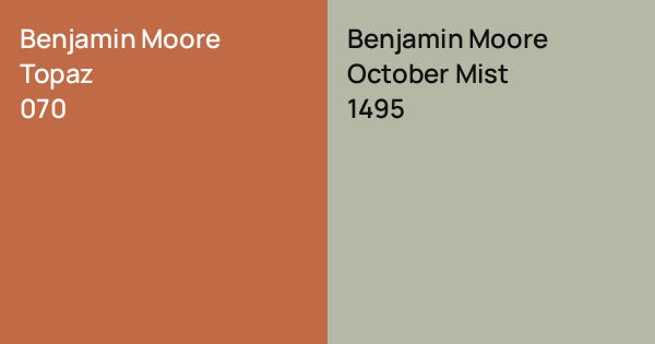 Benjamin Moore Topaz vs. Benjamin Moore October Mist comparison