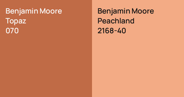 Benjamin Moore Topaz vs. Benjamin Moore Peachland comparison