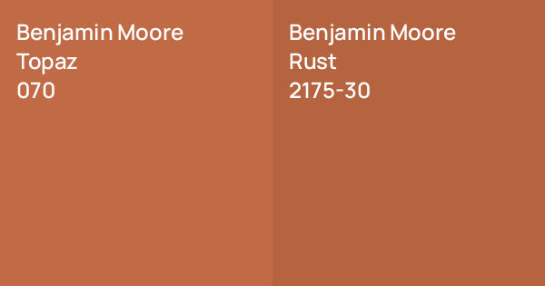 Benjamin Moore Topaz vs. Benjamin Moore Rust comparison