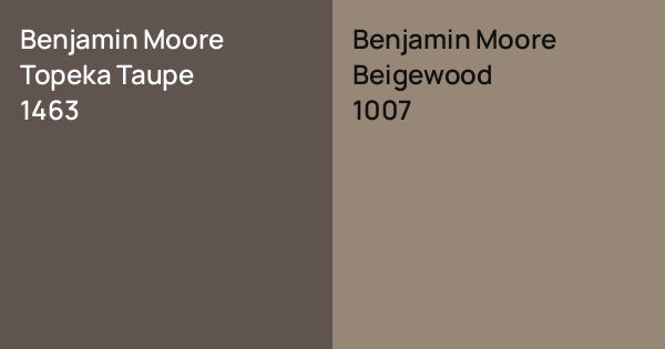 Benjamin Moore Topeka Taupe vs. Benjamin Moore Beigewood comparison