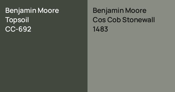 Benjamin Moore Topsoil vs. Benjamin Moore Cos Cob Stonewall comparison