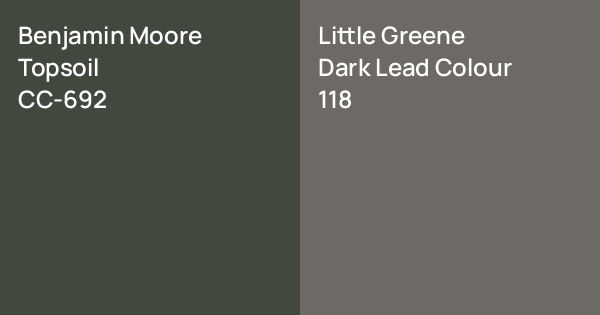 Benjamin Moore Topsoil vs. Little Greene Dark Lead Colour comparison