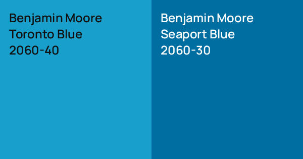Benjamin Moore Toronto Blue vs. Benjamin Moore Seaport Blue comparison