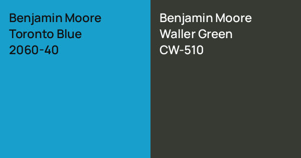 Benjamin Moore Toronto Blue vs. Benjamin Moore Waller Green comparison