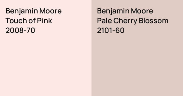 Benjamin Moore Touch of Pink vs. Benjamin Moore Pale Cherry Blossom ...