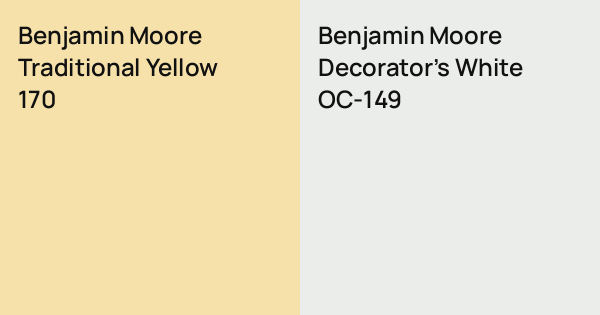Benjamin Moore Traditional Yellow vs. Benjamin Moore Decorator's White ...