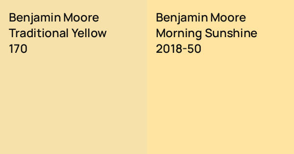 Benjamin Moore Traditional Yellow vs. Benjamin Moore Morning Sunshine ...