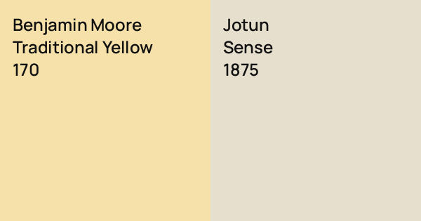 Benjamin Moore Traditional Yellow vs. Jotun Sense comparison