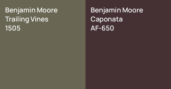 Benjamin Moore Trailing Vines vs. Benjamin Moore Caponata comparison