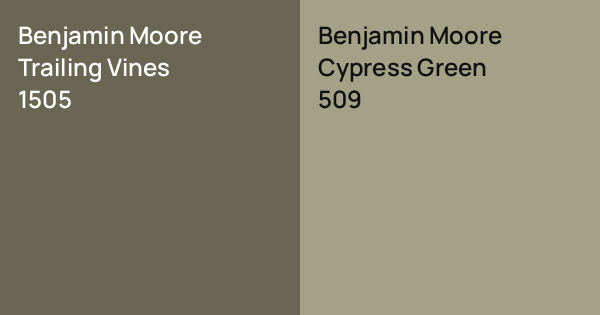 Benjamin Moore Trailing Vines vs. Benjamin Moore Cypress Green comparison