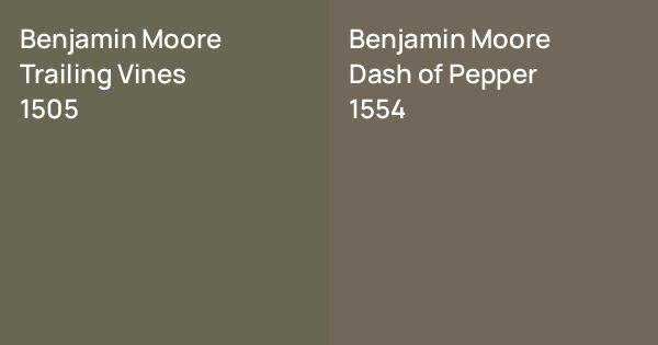 Benjamin Moore Trailing Vines vs. Benjamin Moore Dash of Pepper comparison