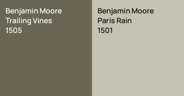 Benjamin Moore Trailing Vines vs. Benjamin Moore Paris Rain comparison