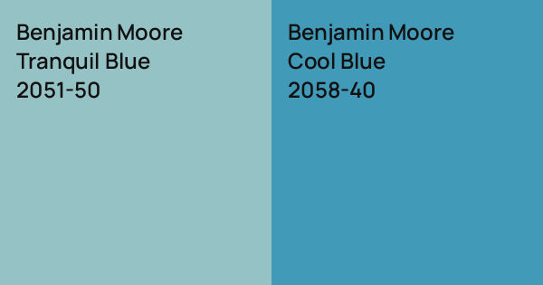 Benjamin Moore Tranquil Blue vs. Benjamin Moore Cool Blue comparison