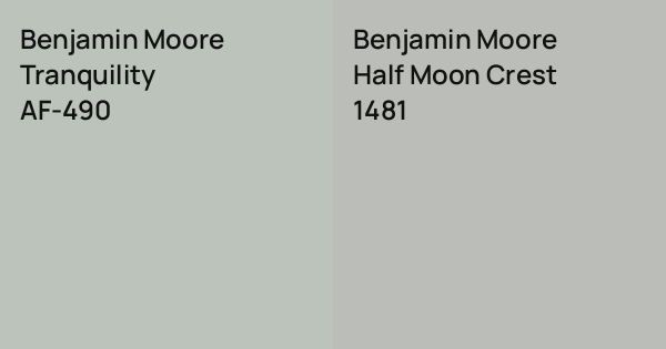 Benjamin Moore Tranquility vs. Benjamin Moore Half Moon Crest comparison