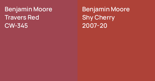 Benjamin Moore Travers Red vs. Benjamin Moore Shy Cherry comparison