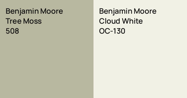Benjamin Moore Tree Moss vs. Benjamin Moore Cloud White comparison