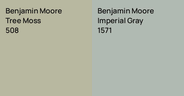 Benjamin Moore Tree Moss vs. Benjamin Moore Imperial Gray comparison