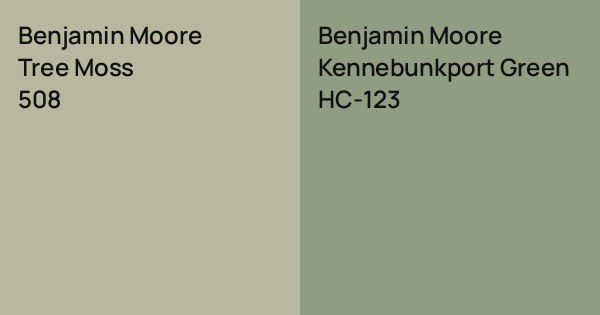 Benjamin Moore Tree Moss vs. Benjamin Moore Kennebunkport Green comparison