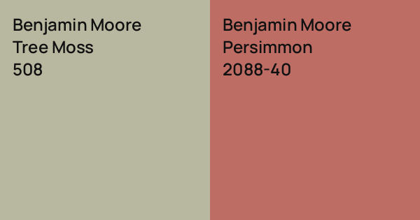 Benjamin Moore Tree Moss vs. Benjamin Moore Persimmon comparison