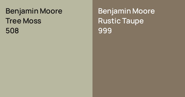 Benjamin Moore Tree Moss vs. Benjamin Moore Rustic Taupe comparison