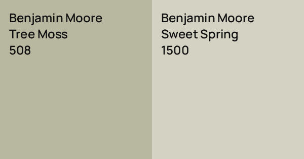 Benjamin Moore Tree Moss vs. Benjamin Moore Sweet Spring comparison
