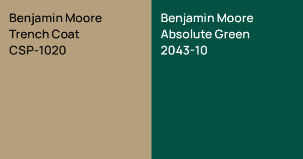 Benjamin Moore Trench Coat vs. Benjamin Moore Absolute Green comparison