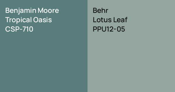 Benjamin Moore Tropical Oasis vs. Behr Lotus Leaf comparison