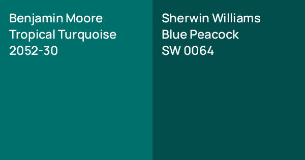 Benjamin Moore Tropical Turquoise vs. Sherwin Williams Blue Peacock ...