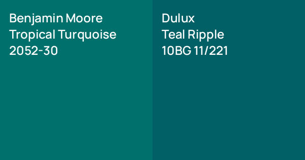 Benjamin Moore Tropical Turquoise vs. Dulux Teal Ripple comparison