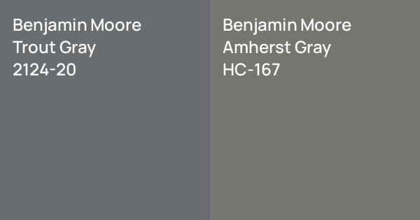 Benjamin Moore Trout Gray vs. Benjamin Moore Amherst Gray comparison