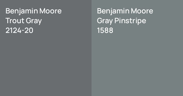 Benjamin Moore Trout Gray vs. Benjamin Moore Gray Pinstripe comparison