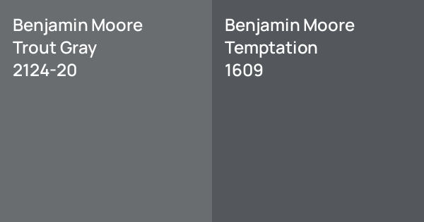 Benjamin Moore Trout Gray vs. Benjamin Moore Temptation comparison