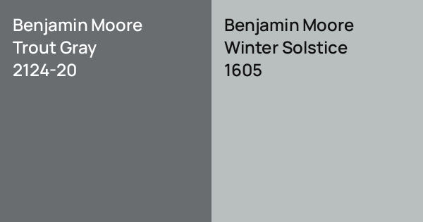 Benjamin Moore Trout Gray vs. Benjamin Moore Winter Solstice comparison